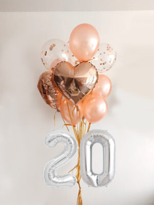 Rose Gold Number Balloon Bouquet | Same Day Delivery | BahrainGreetings